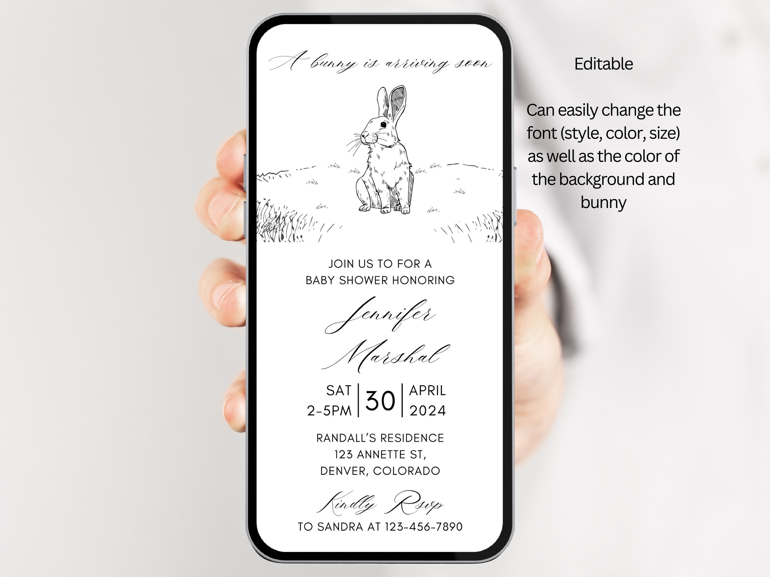 Bunny Baby Shower Invitation, Baby Shower Invitation, Digital Baby ...