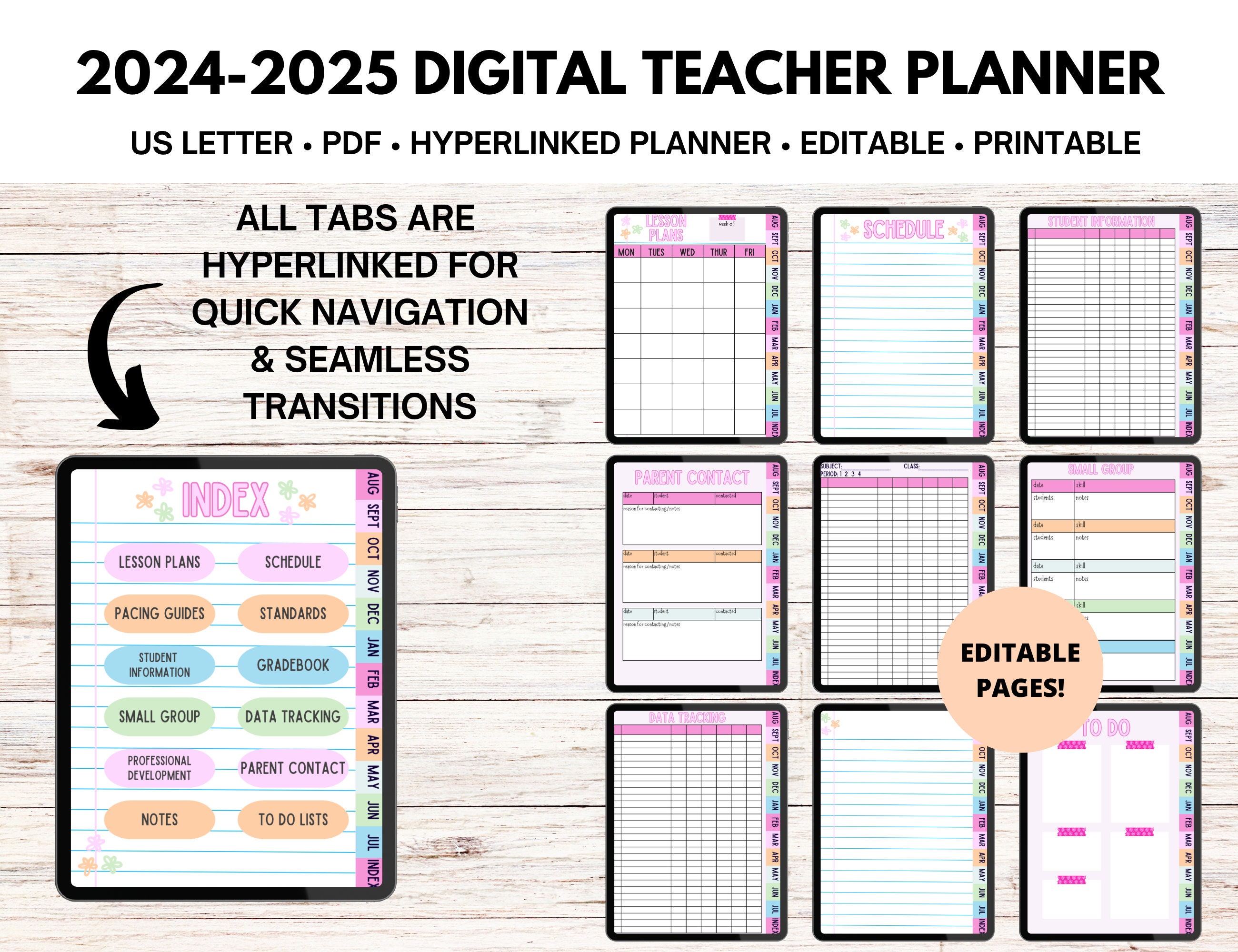 July 2024- June 2025 Digital Teacher Planner, Ipad/goodnotes Planner ...