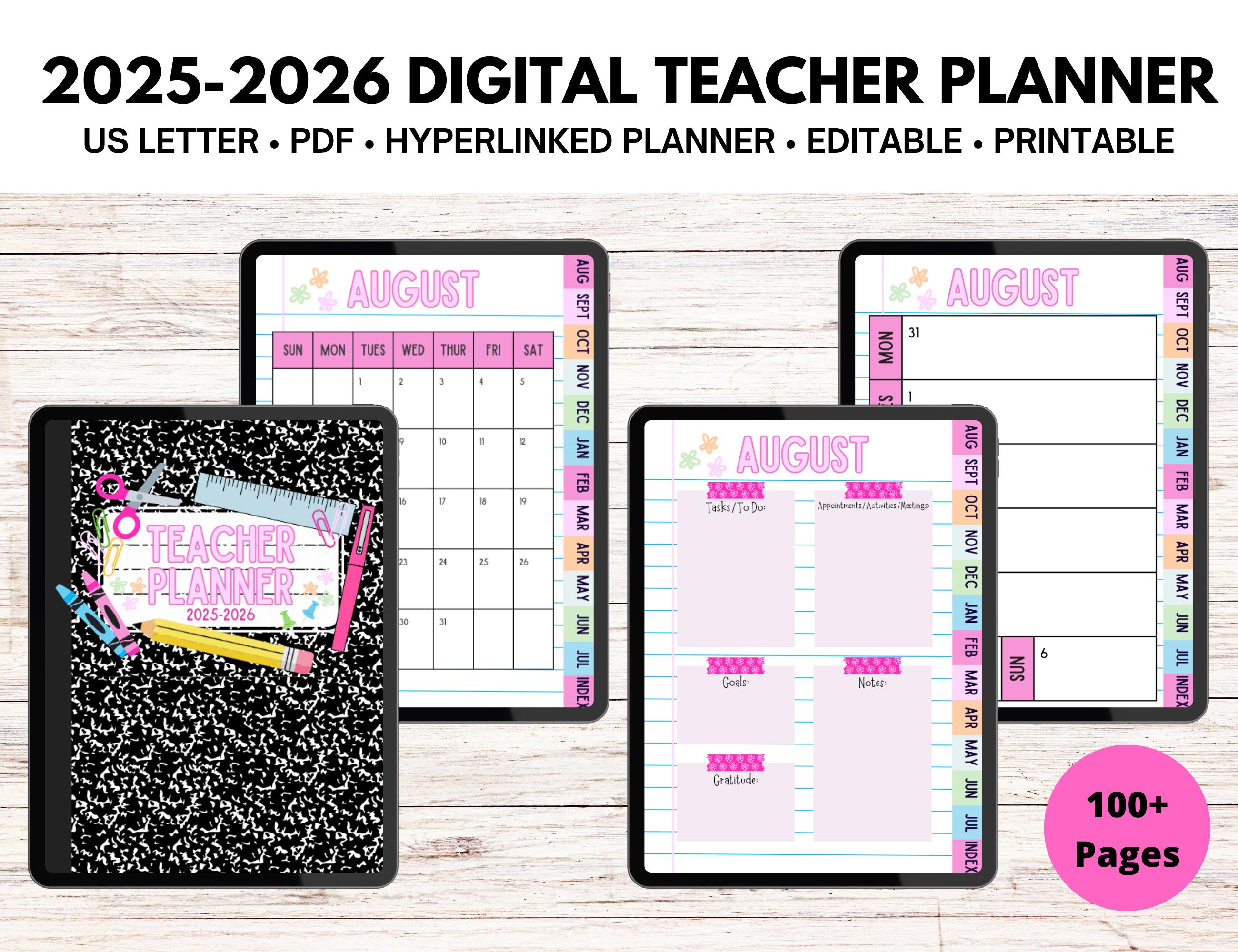 August 2025-july 2026 Digital Teacher Planner, Ipad/goodnotes Planner ...