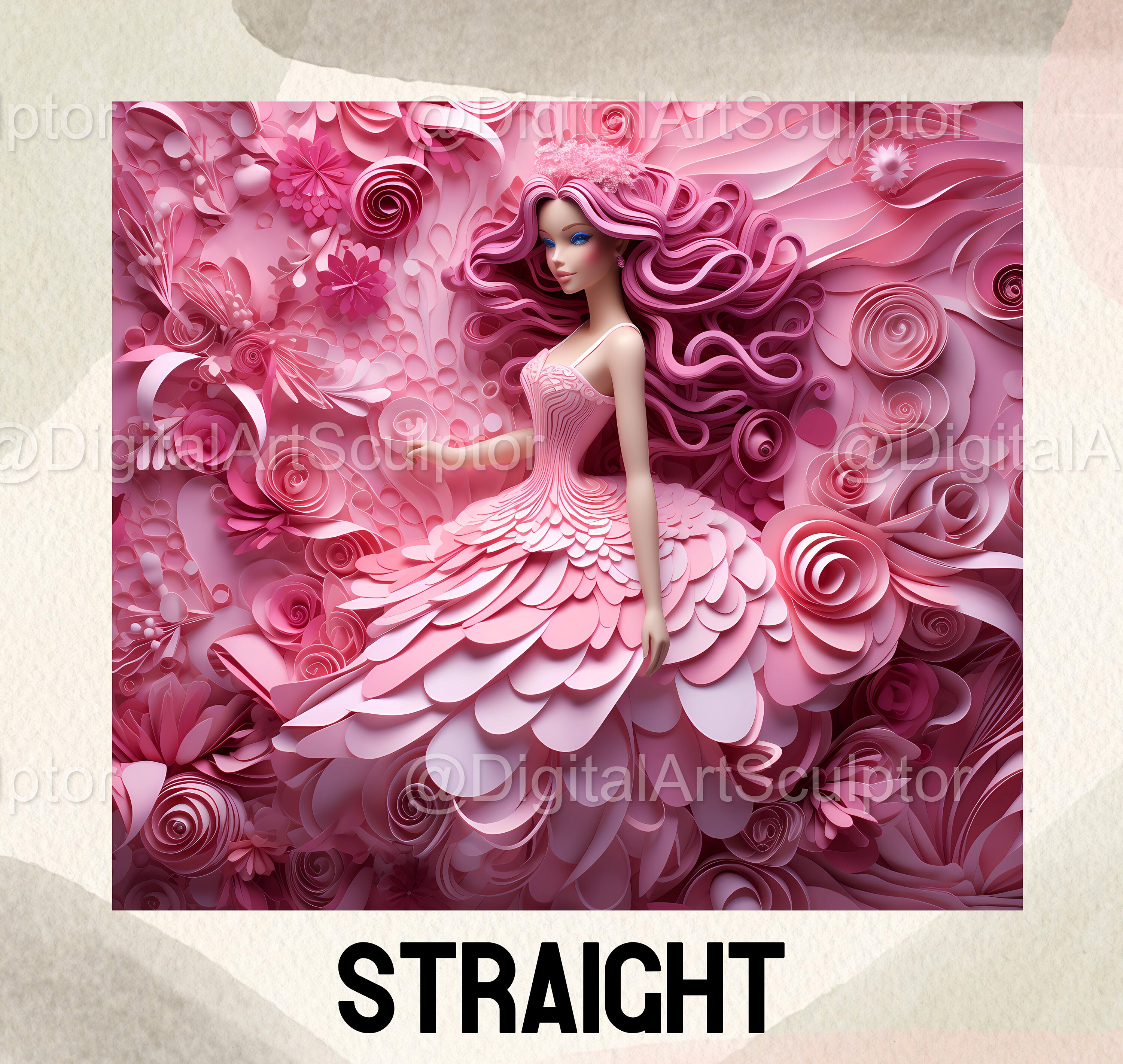 3D Quilling Paper Art of a Beautiful Princess 20 Oz Skinny Tumbler ...