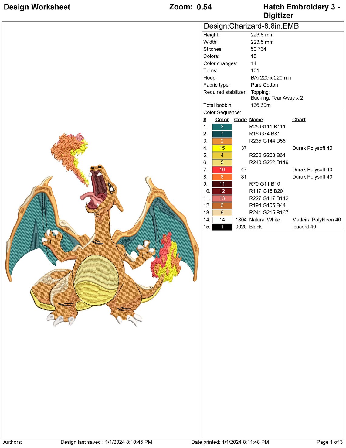 Charizard Pokémon Anime Embroidery Design, File 6 Sizes - Etsy