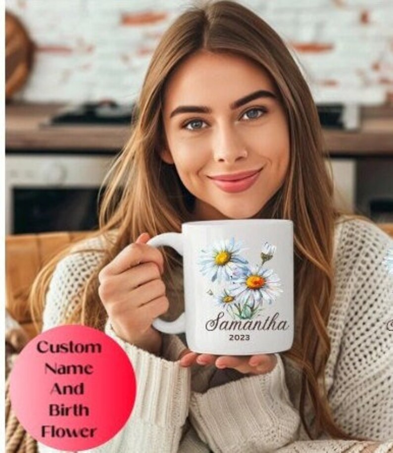 April Custom Name Mug, Name Mug, Flower Name Mug, Birth Flower Mug ...