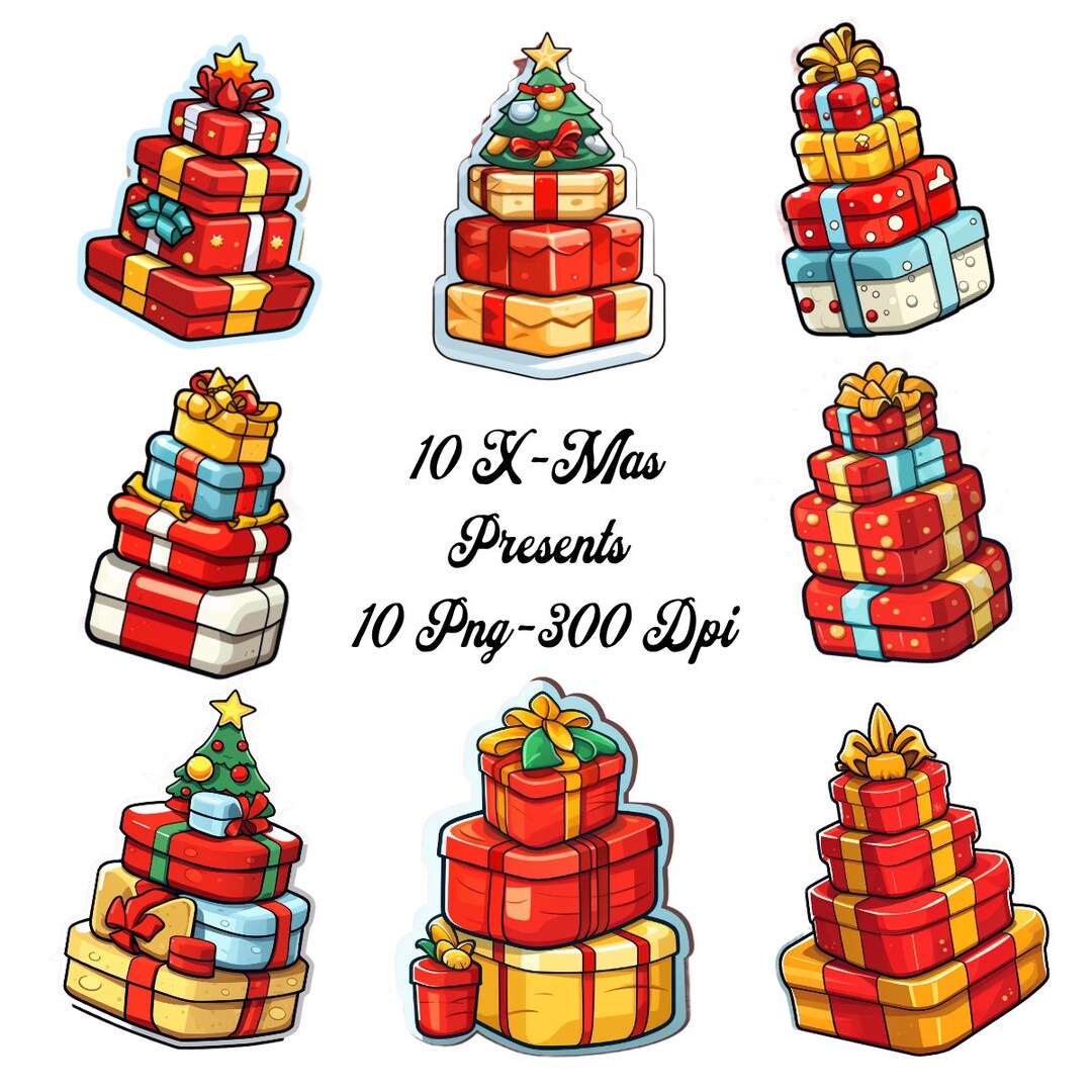 Christmas Gifts Watercolor Clipart Cute Presents PNG - Etsy