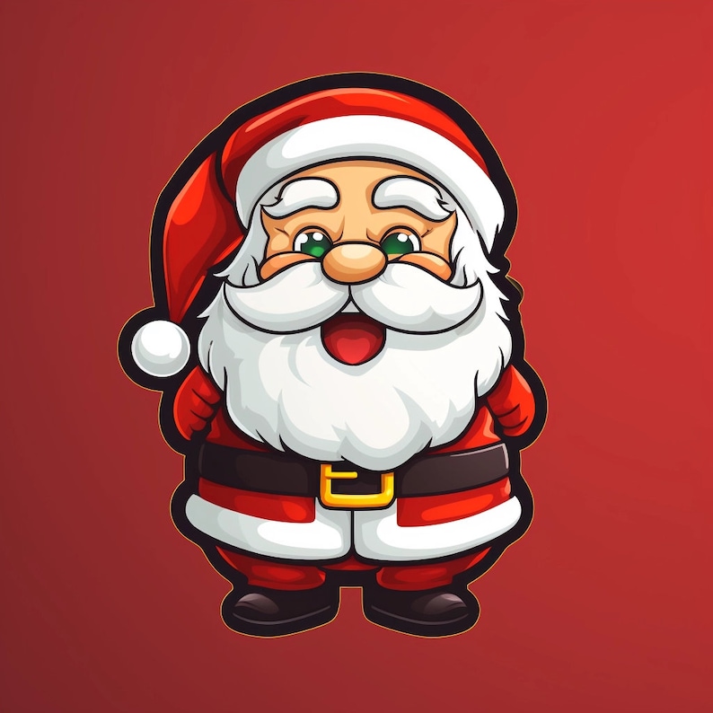 Watercolor Santa Claus Clipart Cartoon Santa Sticker Print 10 PNG ...