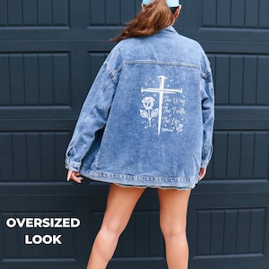 Christian Denim Jacket: Bible Verse Oversized Blue Jean Coat - Etsy
