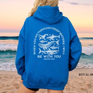 Christian Beach Hoodie: Bible Verse, Whales & Sharks Design - Etsy
