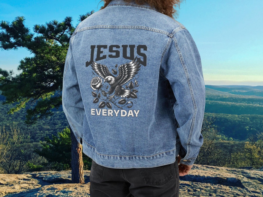 Mens Christian Denim Jacket: Jesus Eagle Vintage Blue Jean Jacket - Etsy