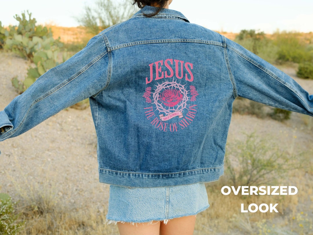 Christian Denim Jacket: Bible Verse Jesus Apparel, Oversized Fit - Etsy