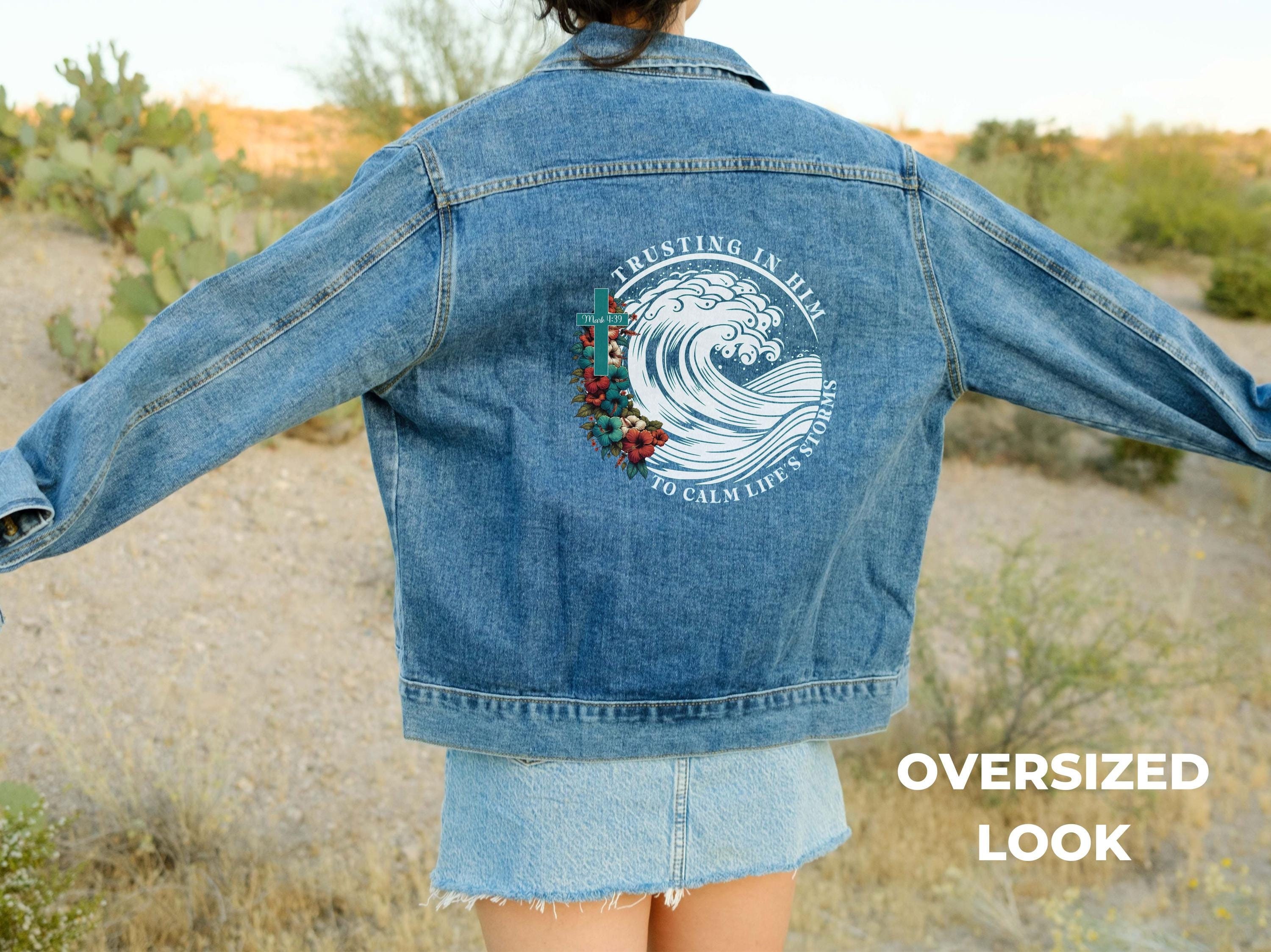 Christian Denim Jacket Bible Verse Trusting in Him Jean Jacket Women ...