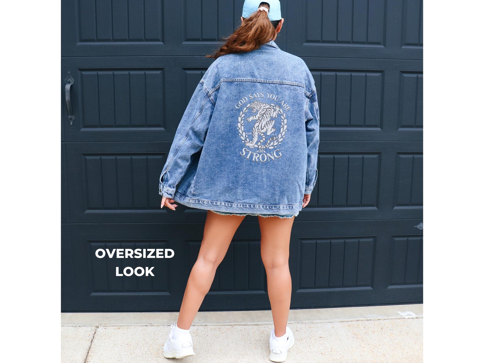 Christian Denim Jacket: Faith Based Tiger Design, Oversized Fit - Etsy