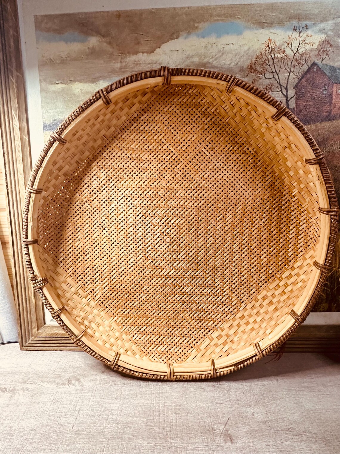 Vintage Large Round Bamboo Rice Sifter Basket - Etsy Canada