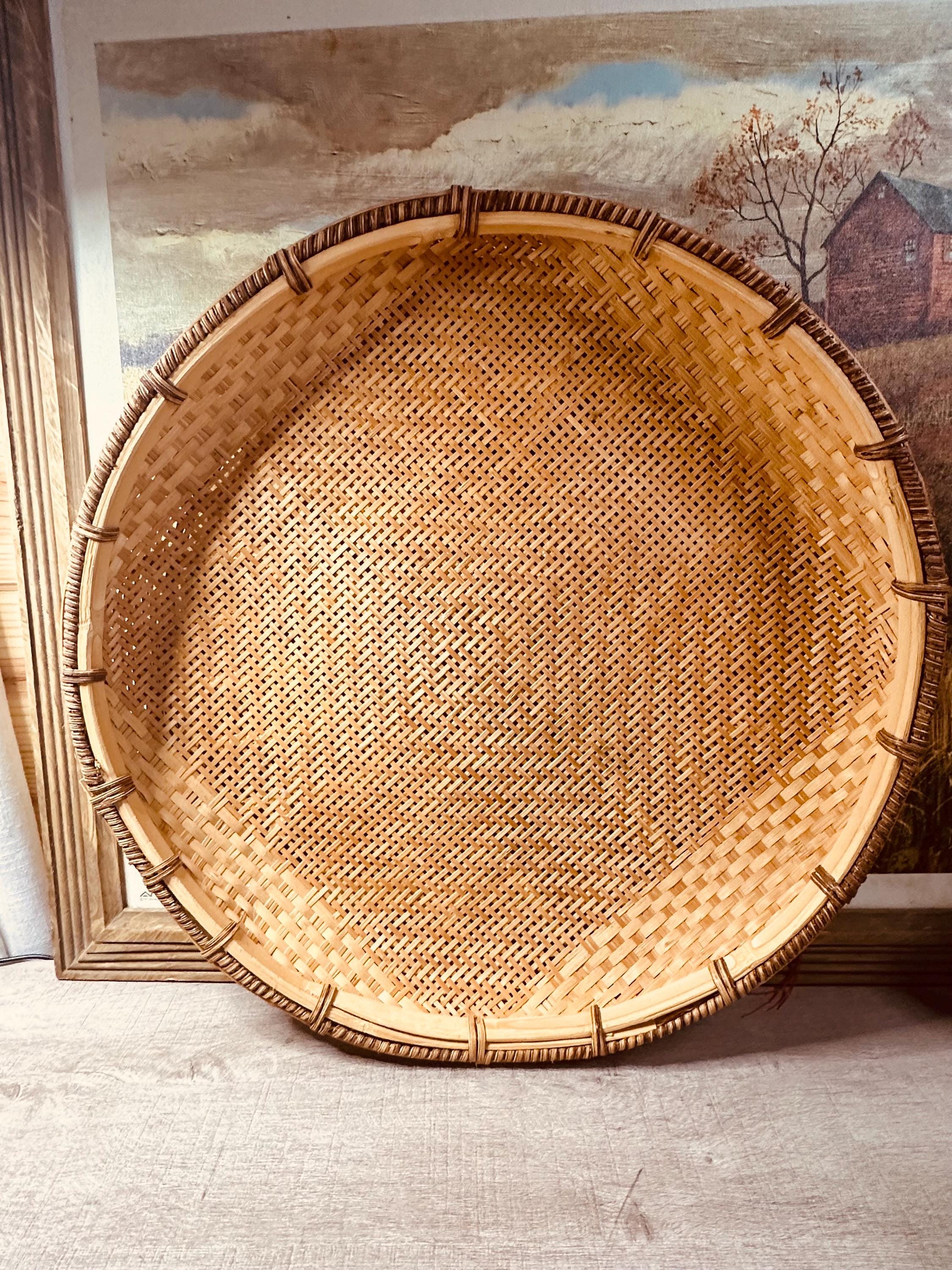 Vintage Large Round Bamboo Rice Sifter Basket - Etsy Canada
