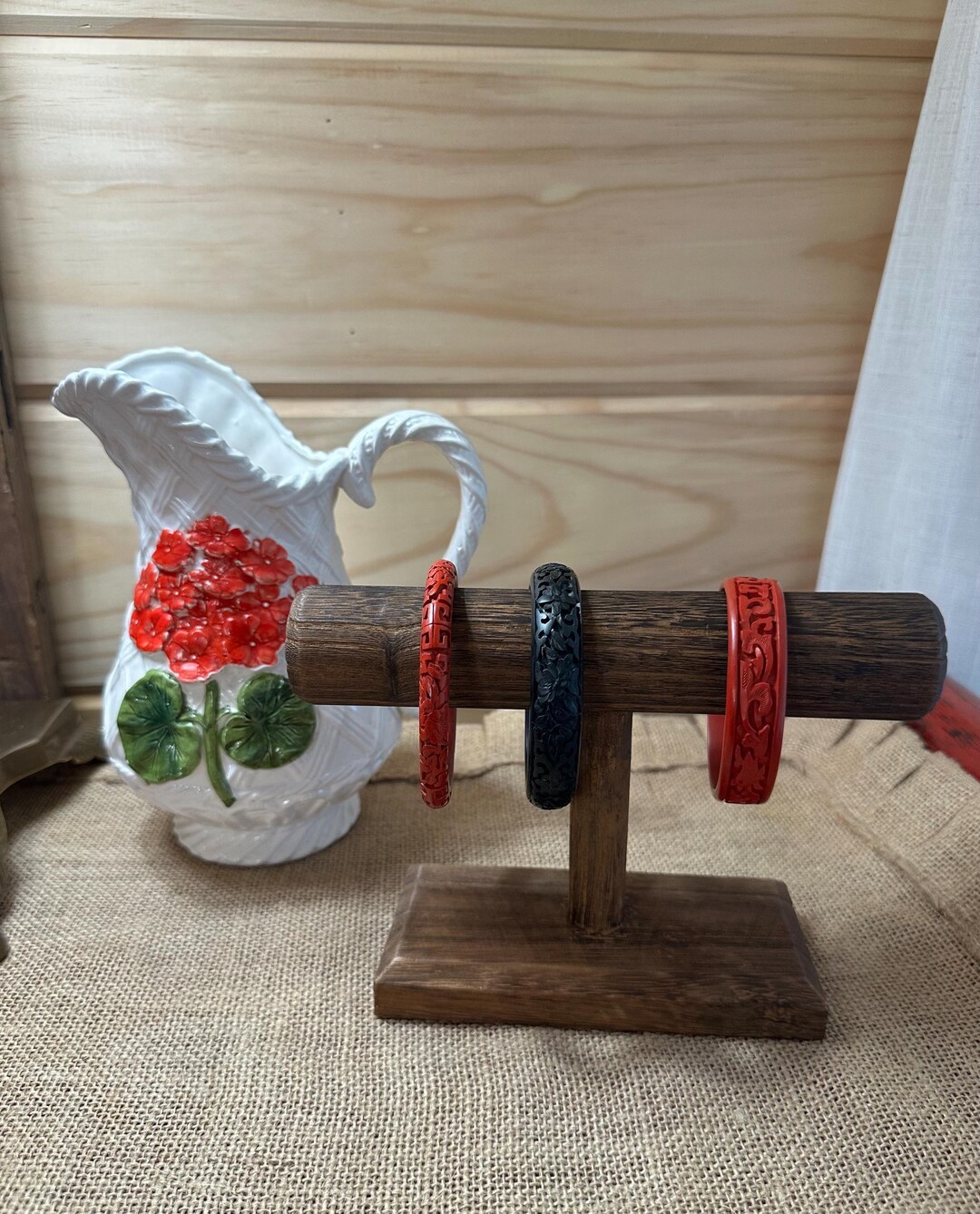 Vintage Cinnabar Carved Bangle Bracelets - Etsy
