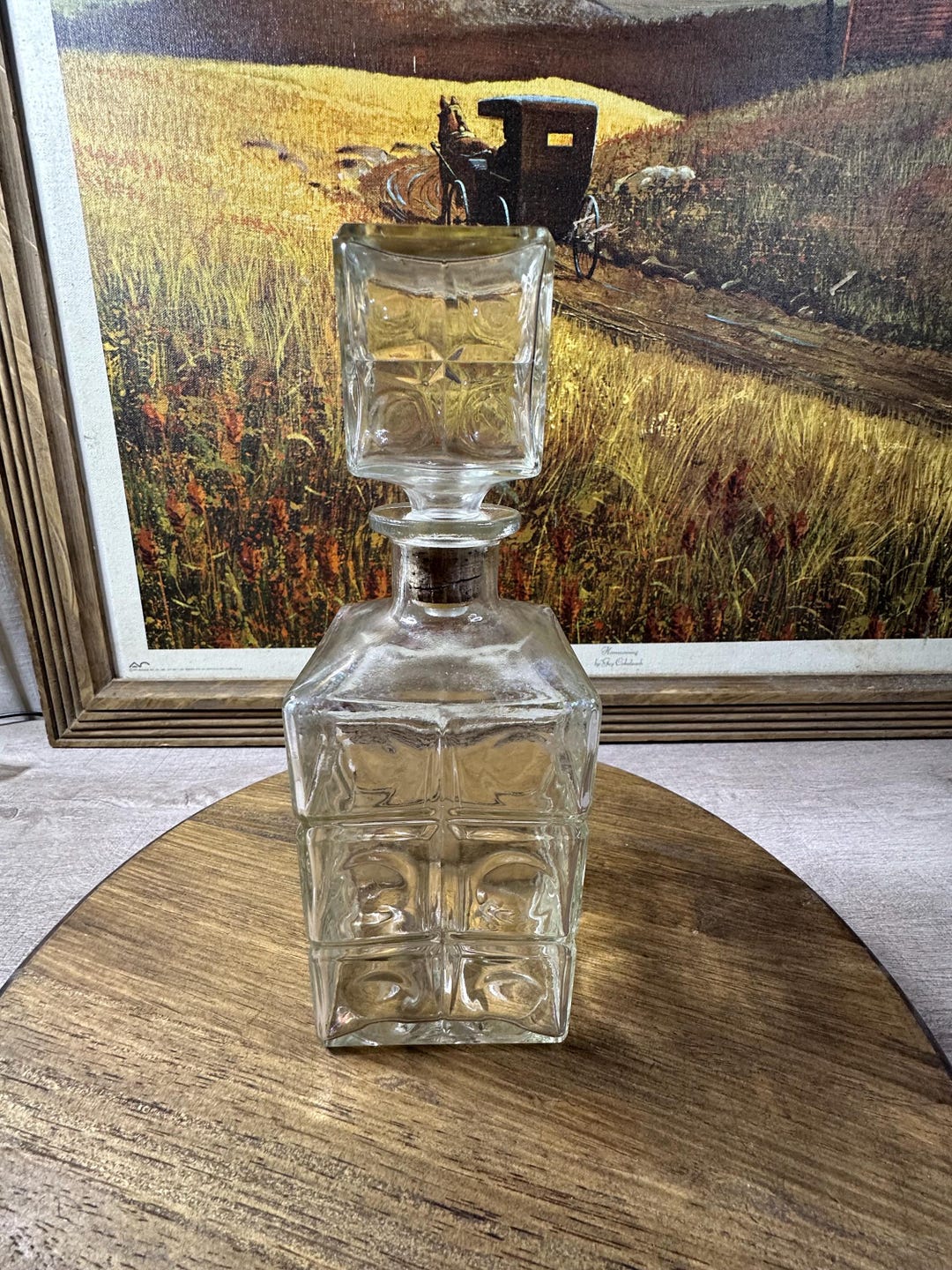 Vintage Clear Square Cube Shaped Decanter Whiskey Bottle Barware 1960s ...
