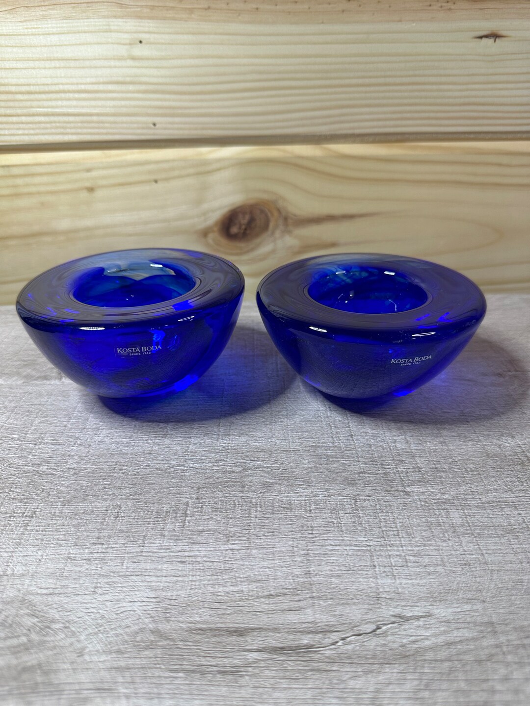 Vintage Kosta Boda Cobalt Blue Candle Holders - Etsy
