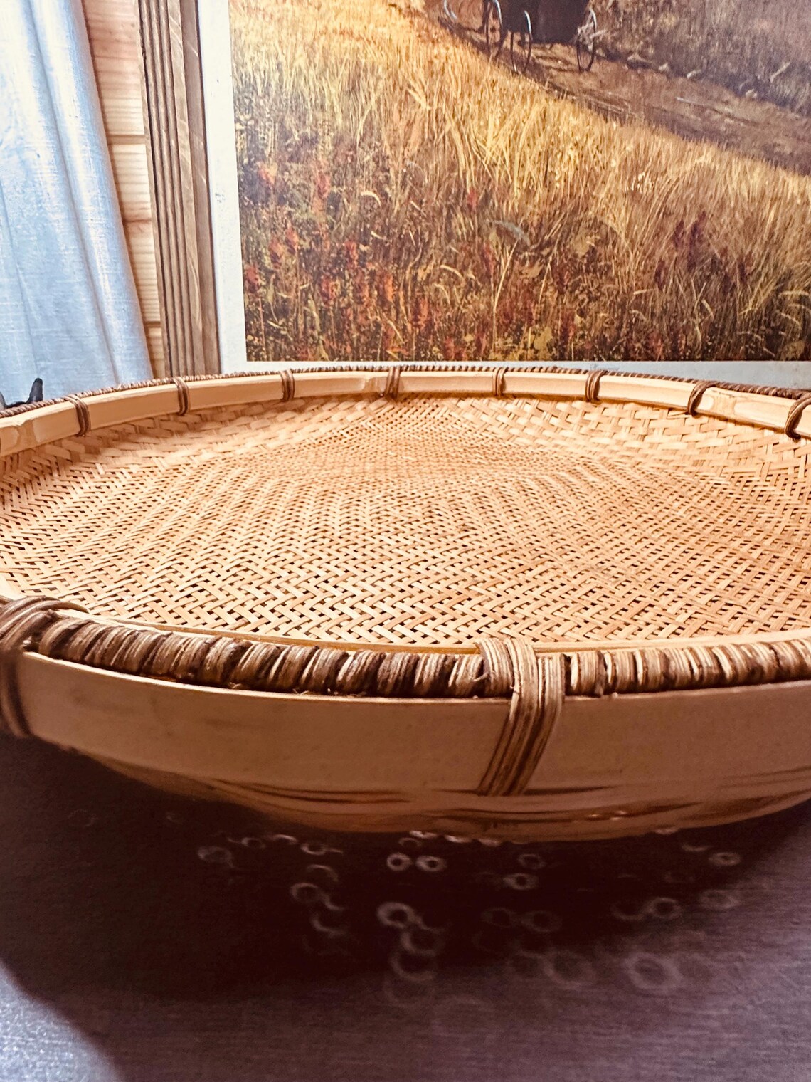 Vintage Large Round Bamboo Rice Sifter Basket - Etsy Canada