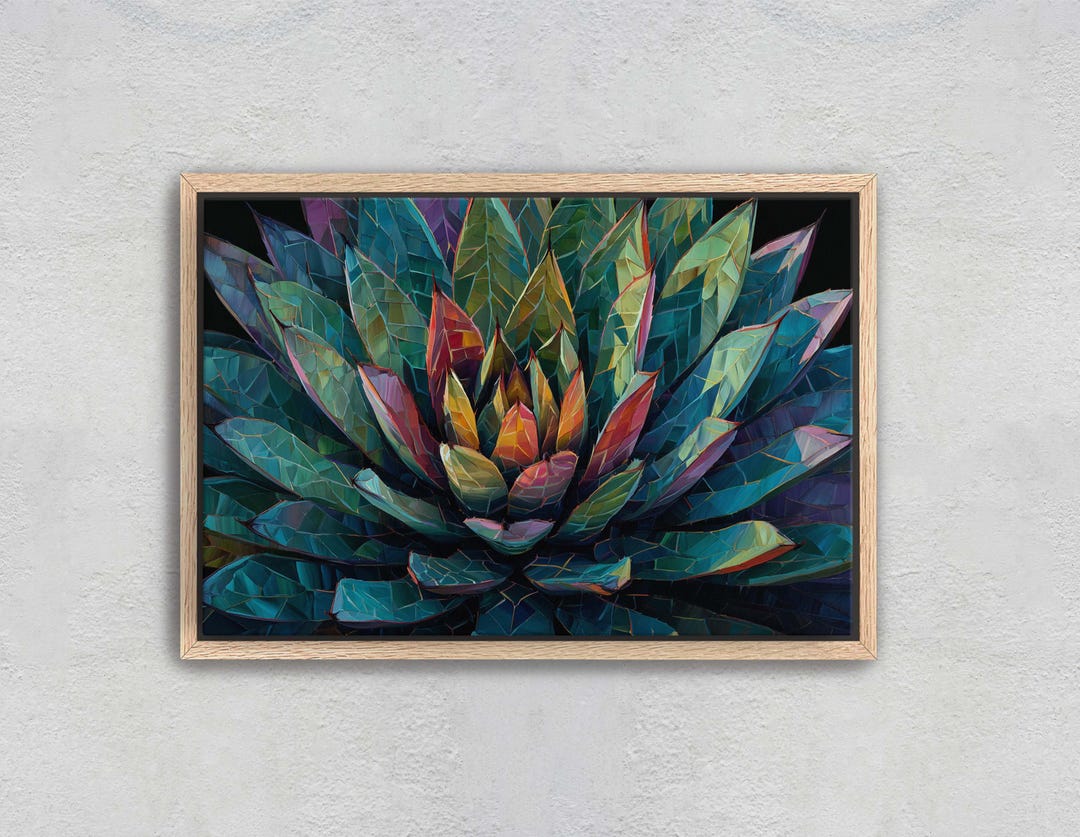 Vibrant Colorful Agave Canvas Print, Modern Succulent Wall Art ...