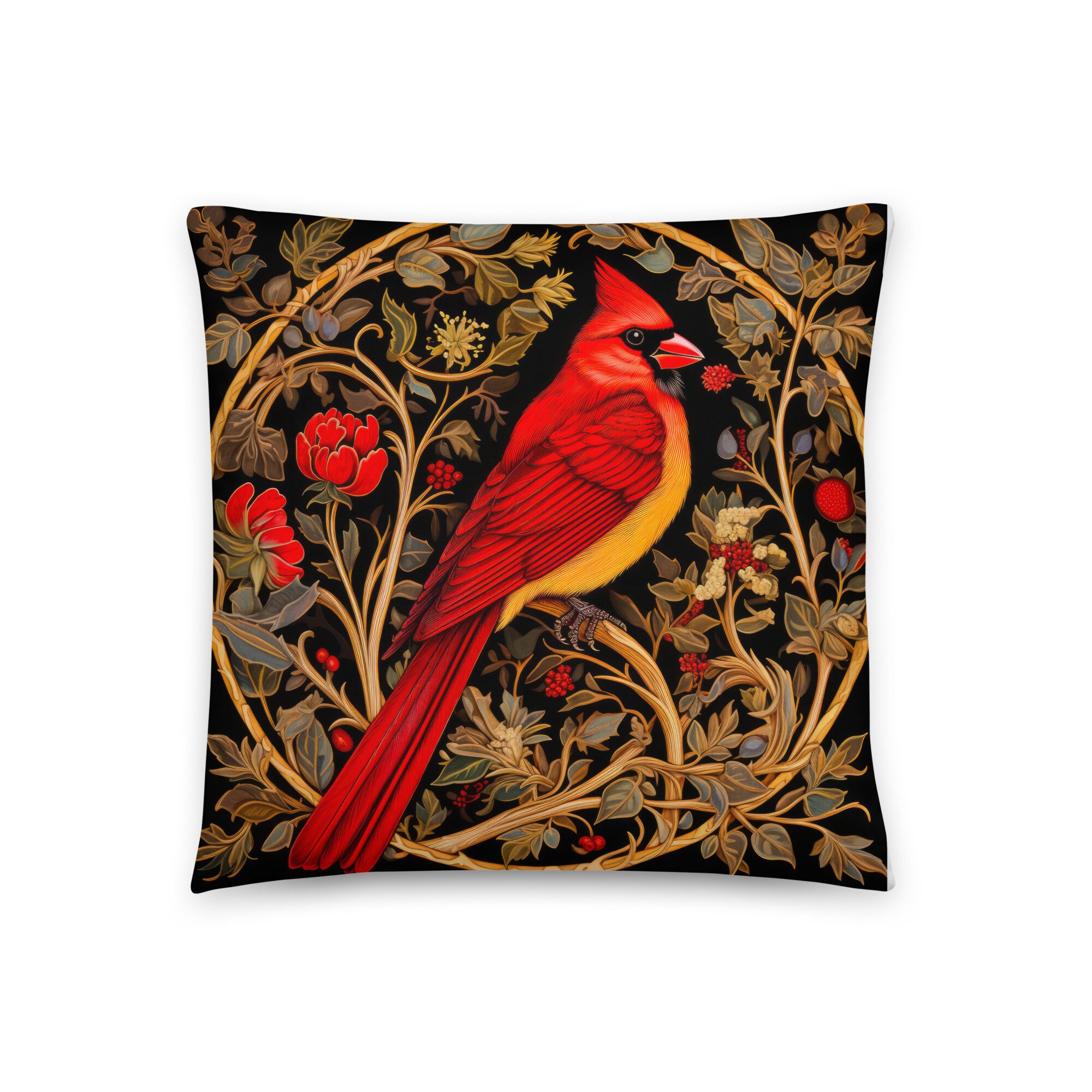 Cardinal Pillow, William Morris, Cardinal Cushion, Red Bird, Bird Lover ...