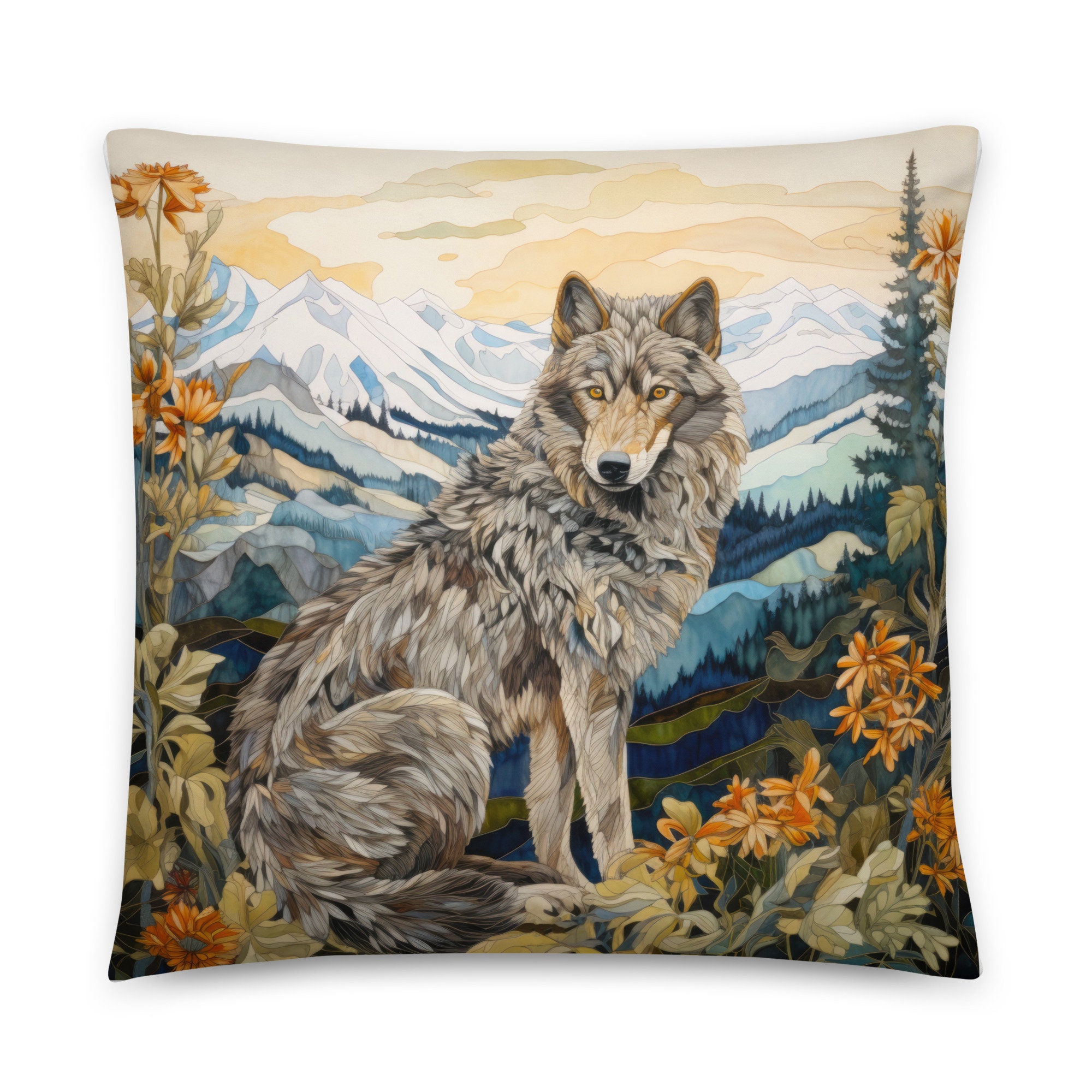 Wolf Pillow, William Morris, Wolf Cushion, Mountain, Alaska - Etsy