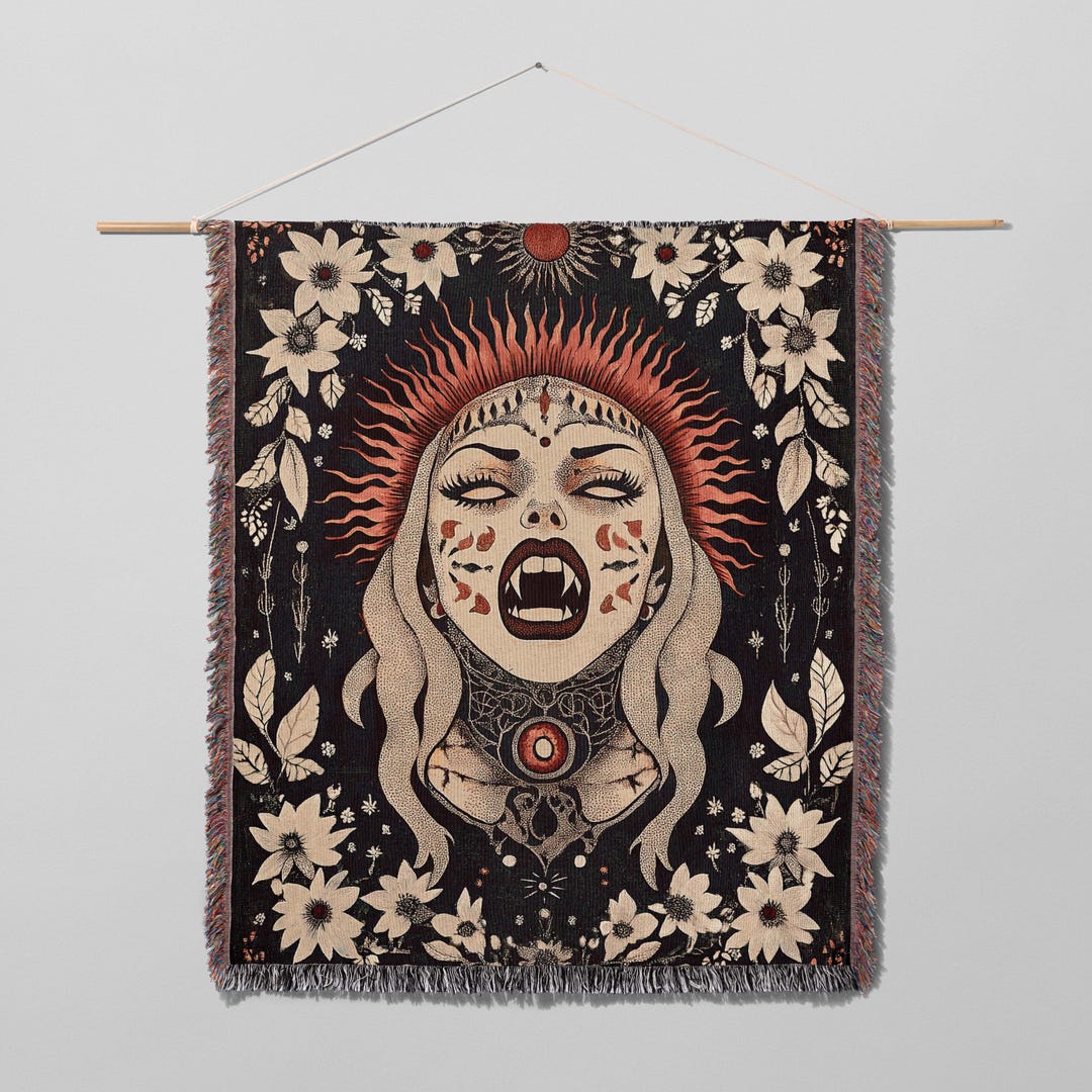 Vampire Blanket, Jacquard Woven, Folk Art, Woven Blanket, Tapestry - Etsy