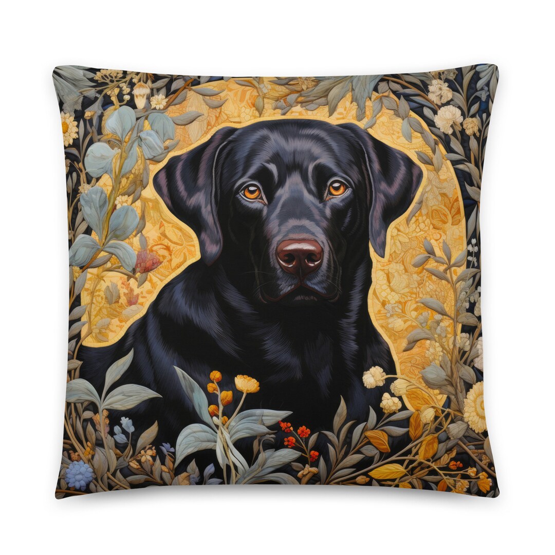 Black Lab Pillow, William Morris, Black Lab Cushion, Dog Lover - Etsy