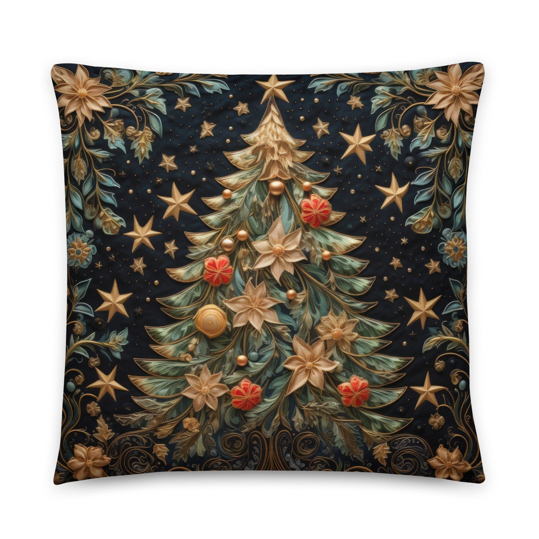 William Morris Christmas Tree Pillow, Christmas Tree Cushion, Christmas ...