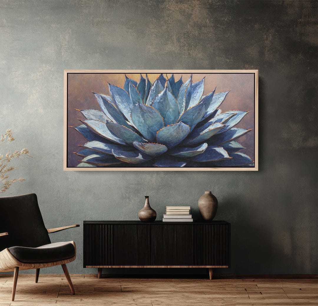 Impasto Blue Agave, Thick Paint Texture, Artistic Succulent Canvas - Etsy