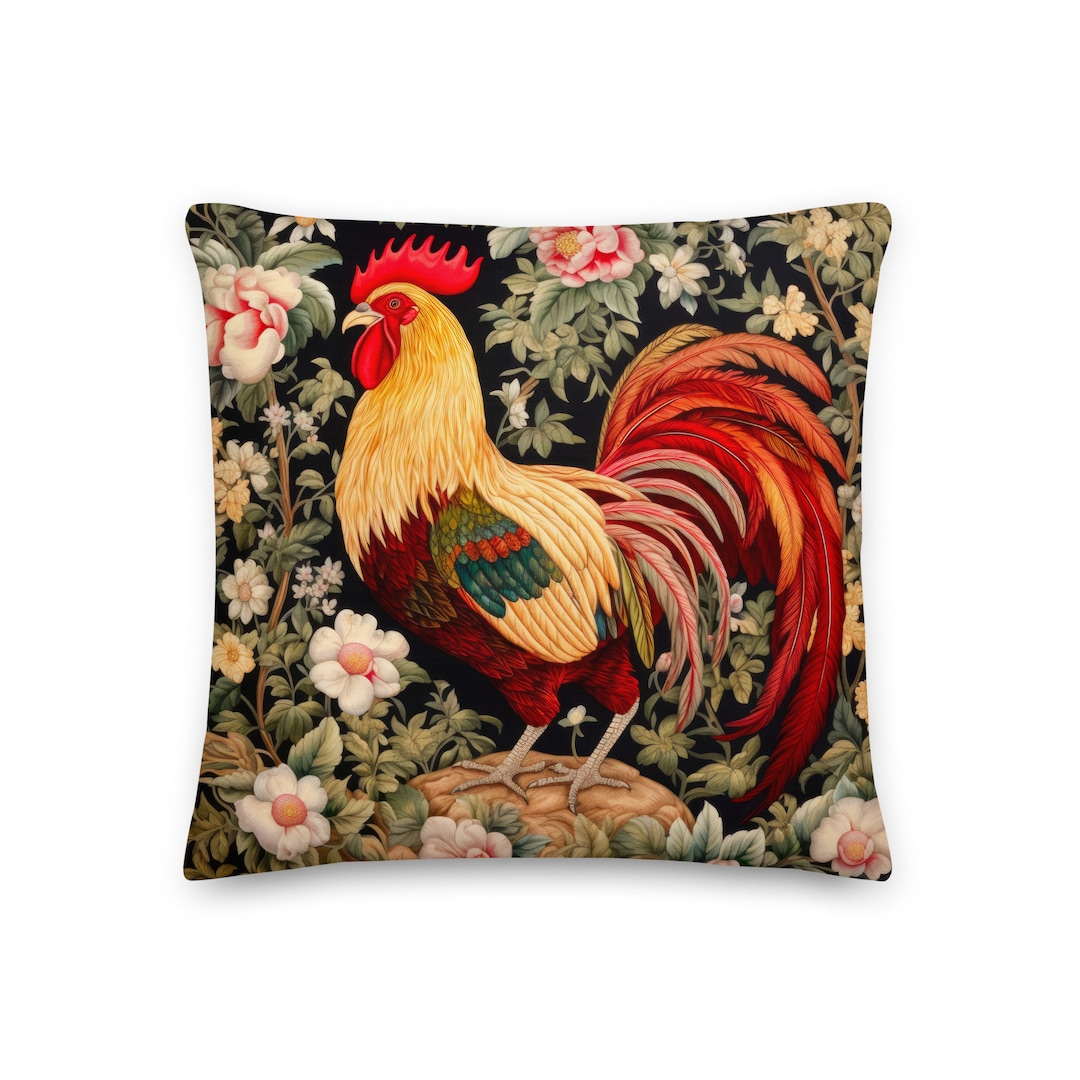 William Morris Rooster Pillow, Chicken Cushion - Etsy