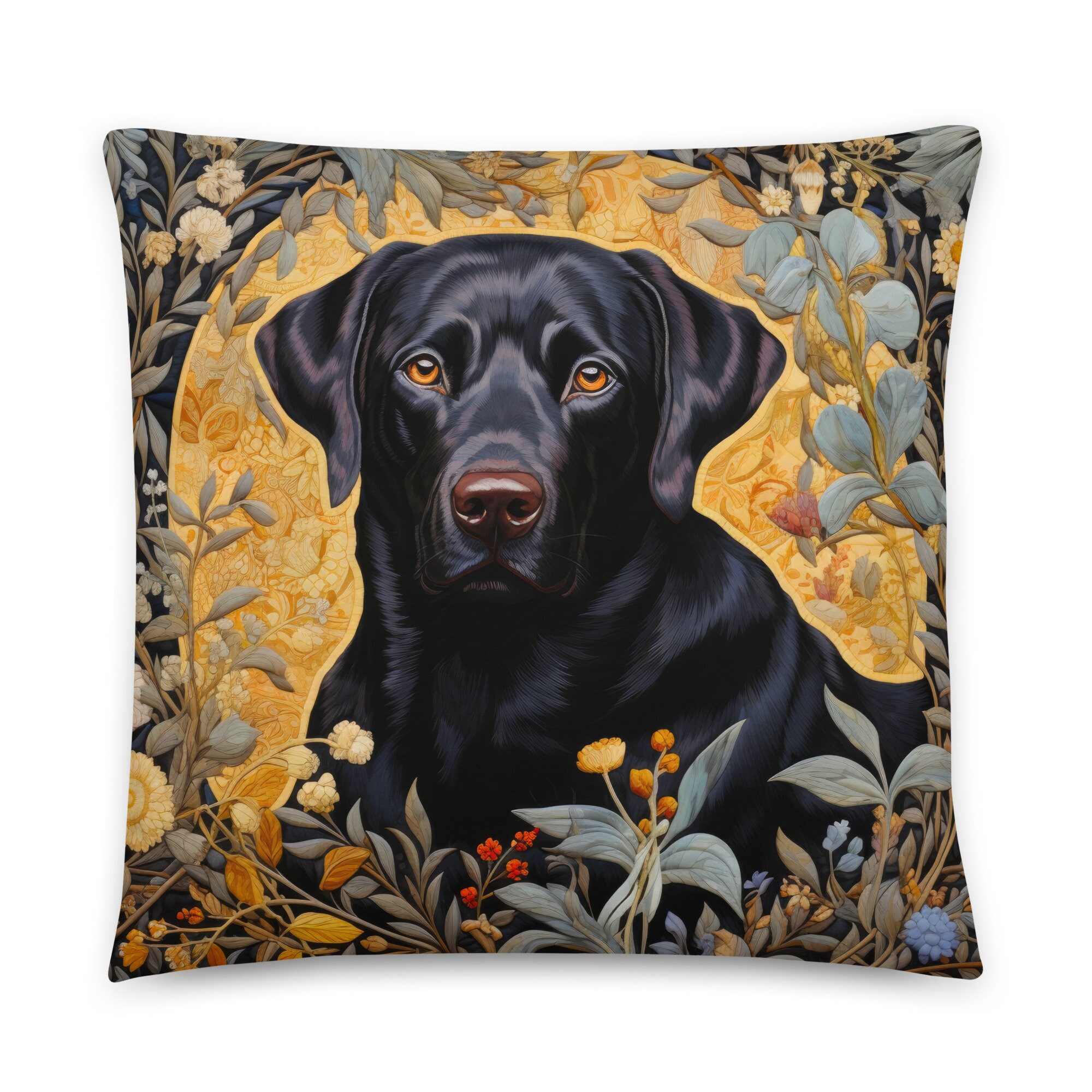 Black Lab Pillow, William Morris, Black Lab Cushion, Dog Lover - Etsy