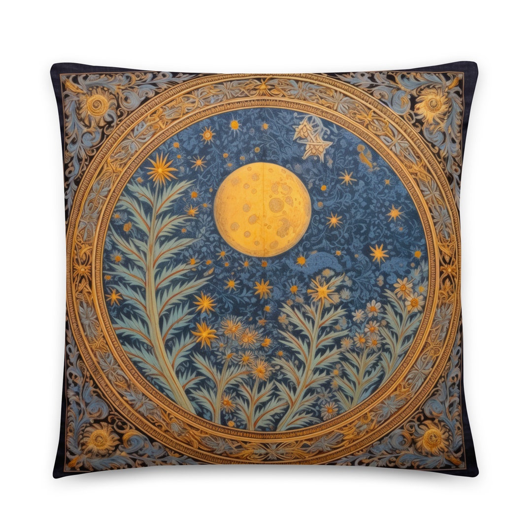 Moon Pillow, William Morris, Moon Cushion, Golden, Throw Pillow - Etsy