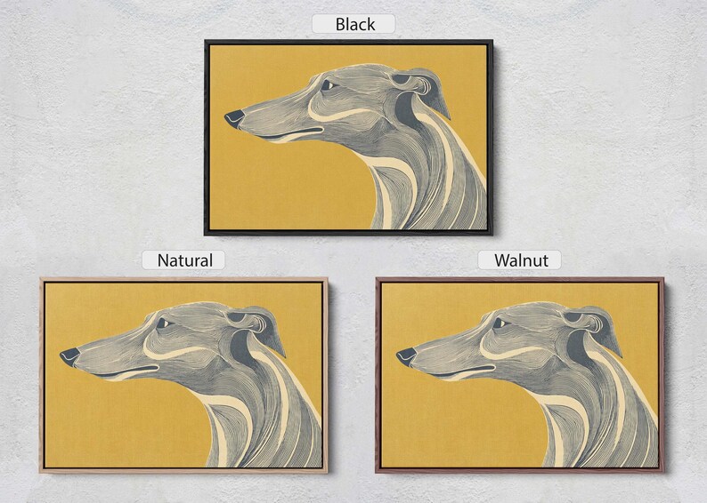 Vintage Style Greyhound Profile Canvas Print, Neutral Dog Art ...