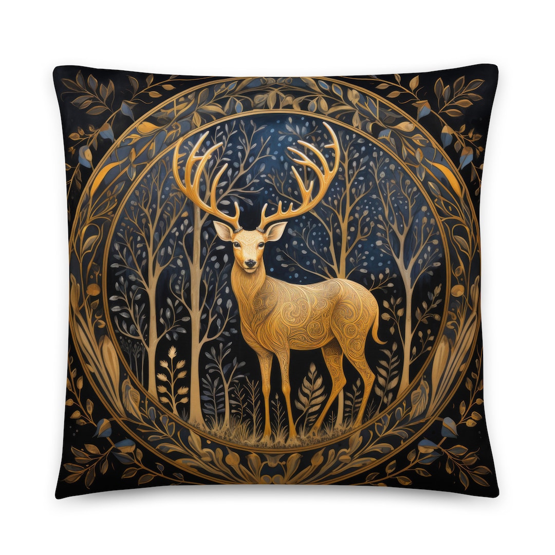 Deer Pillow, William Morris, Elk Cushion, Reindeer Pillow, Throw Pillow ...