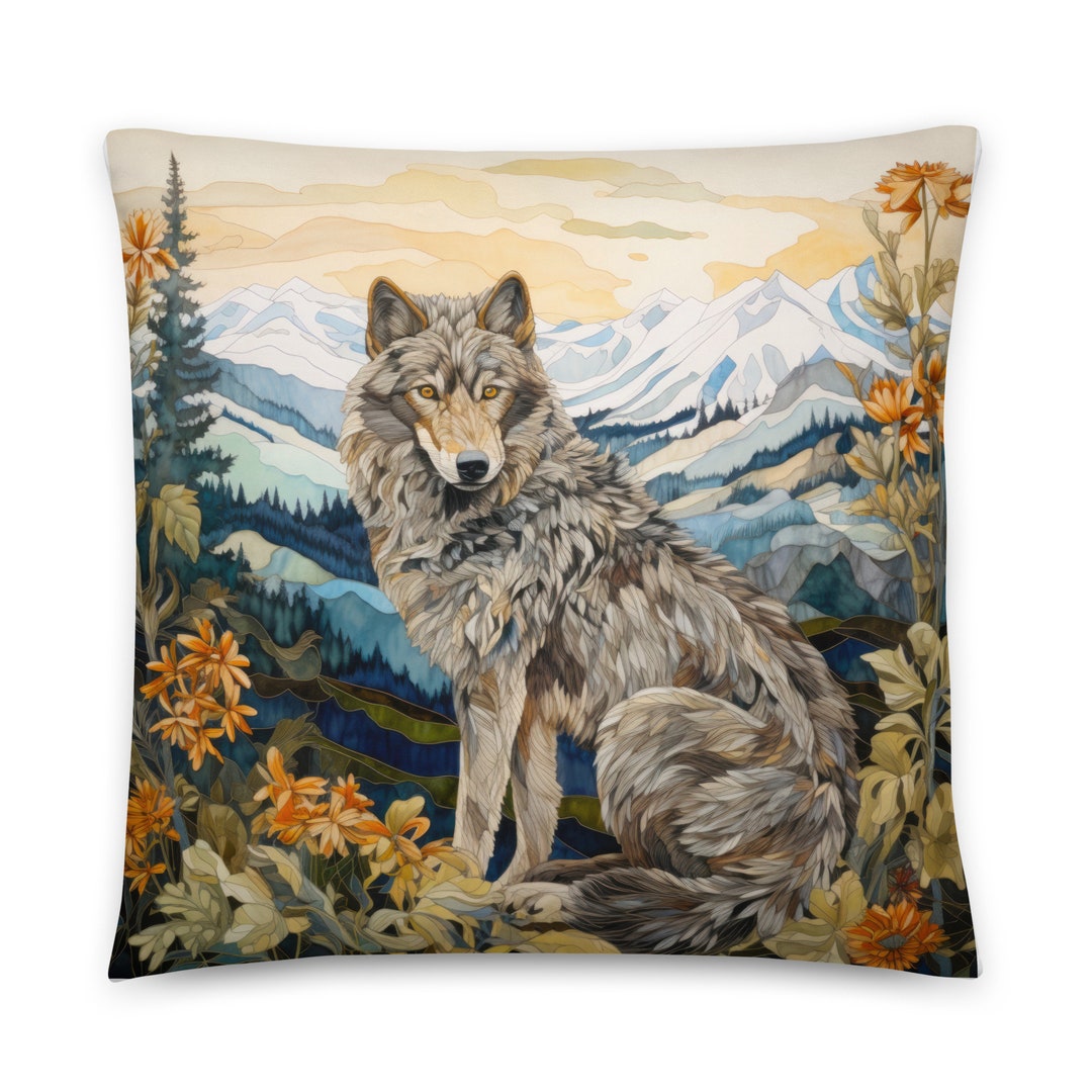 Wolf Pillow, William Morris, Wolf Cushion, Mountain, Alaska - Etsy