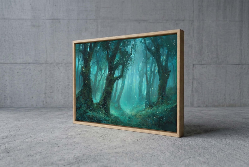 Enchanted Green Forest Fireflies Mystical Woods Canvas Print - Etsy