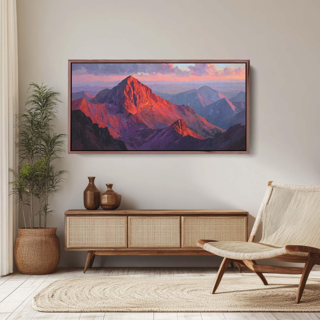 Vibrant Oil Mountain Art, Multi-color Landscape, Textured Nature Canvas ...