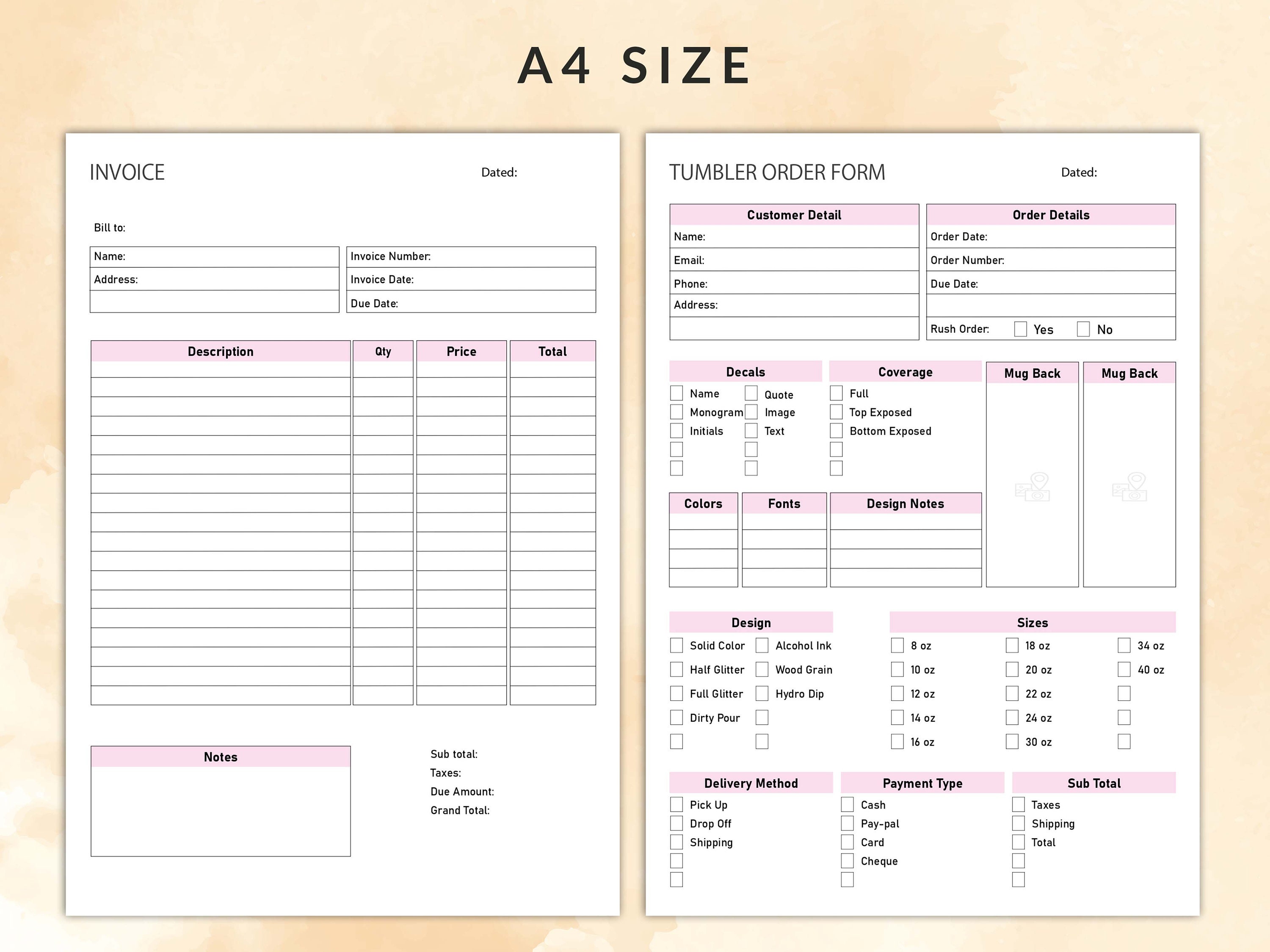4 Editable Order Forms Bundle, Order Form Template Printable, Printable ...