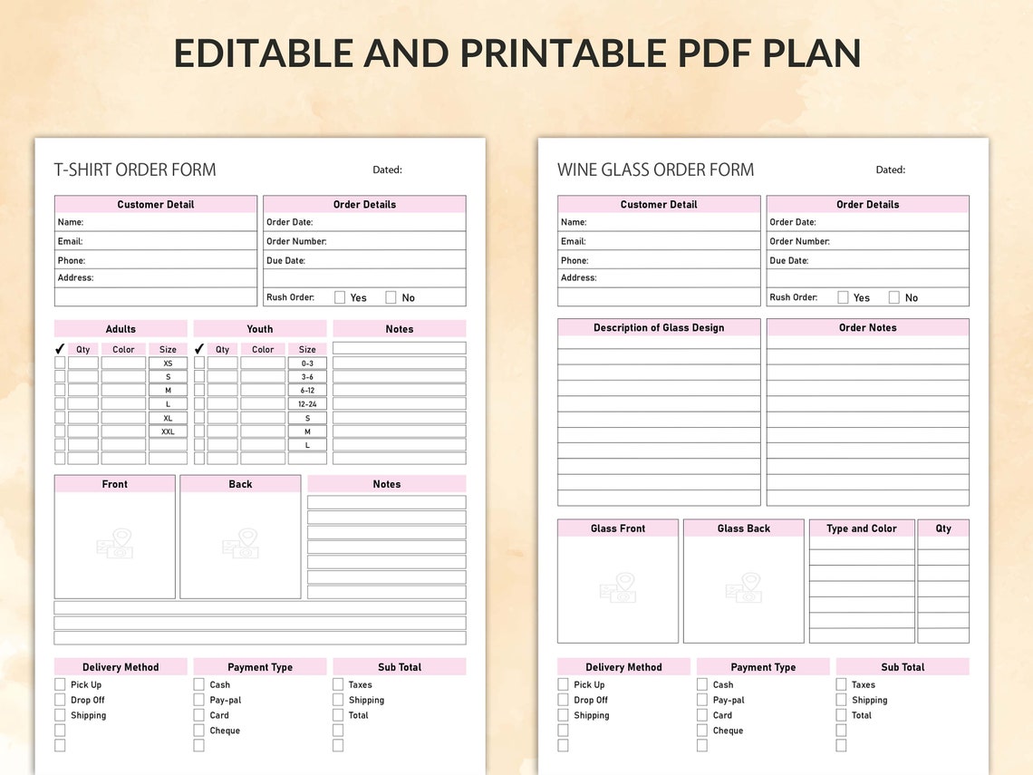 4 Editable Order Forms Bundle, Order Form Template Printable, Printable ...