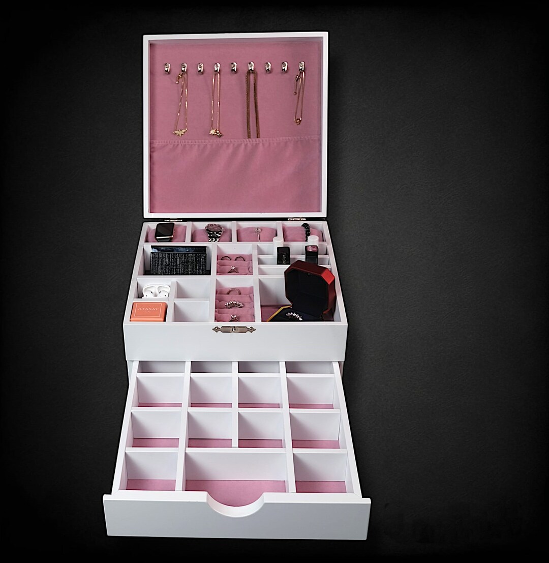 Watch and Accessory Box for Women, Handmade, Multi-compartment ...