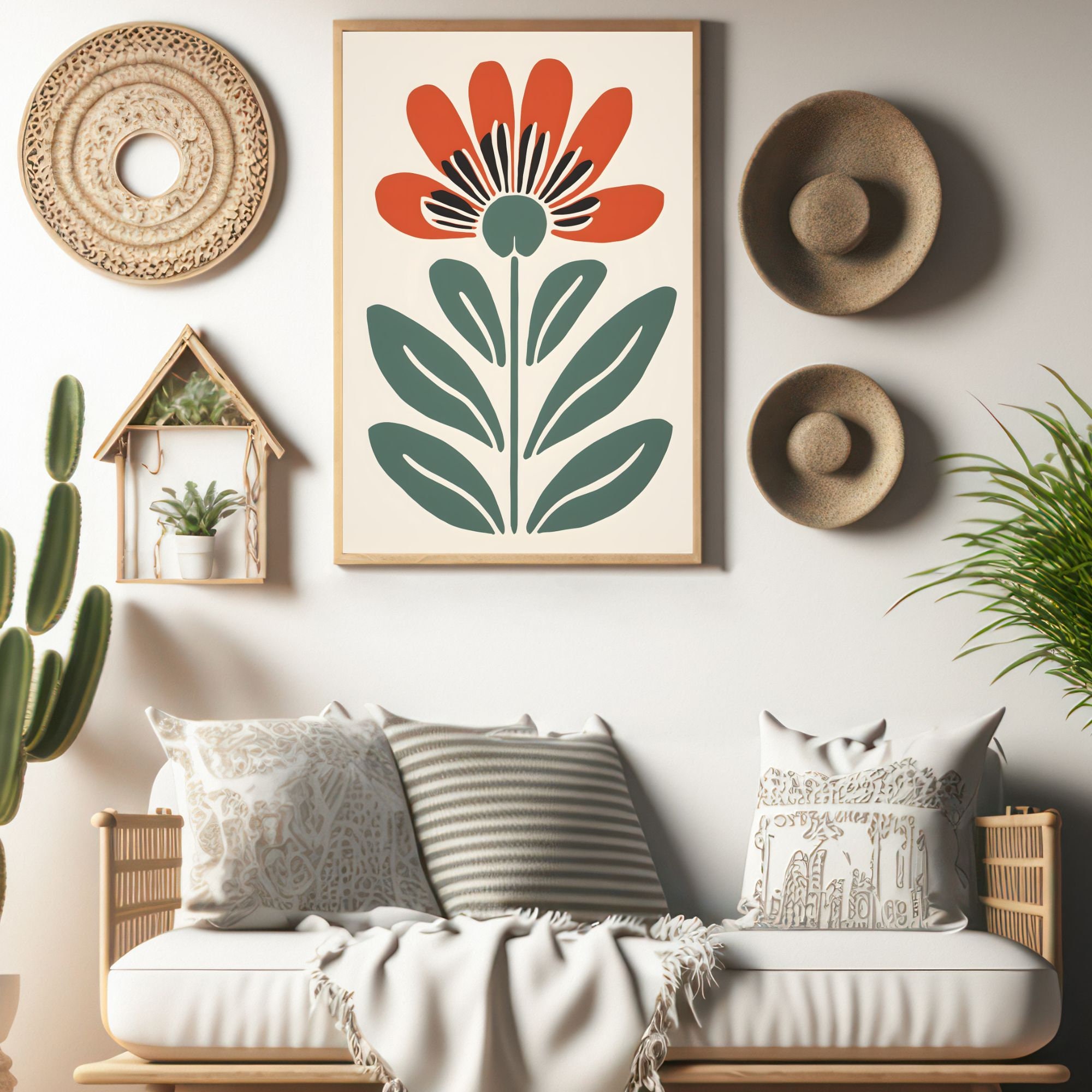 Floral Lithographic Poster Print, Abstract Botanical Posters, Floral ...