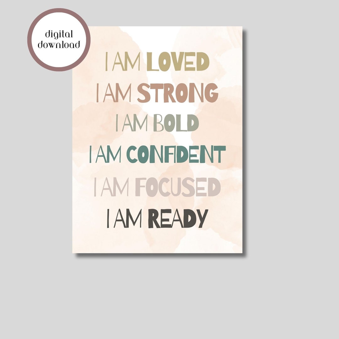 I Am Loved Affirmation Quote Print, Inspirational Digital Download Art ...
