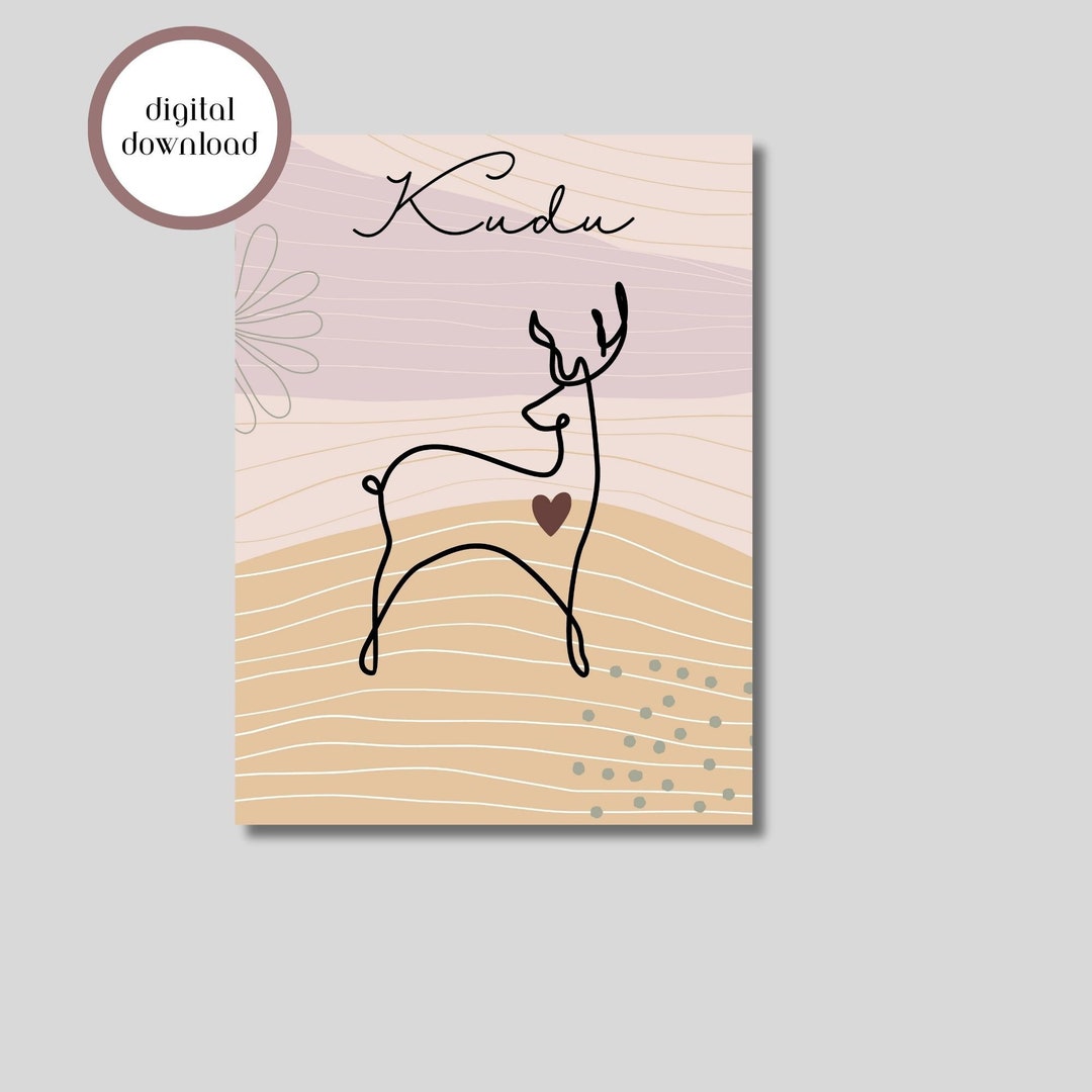 Kudu Printable Wall Art Safari Theme Poster Print Digital - Etsy