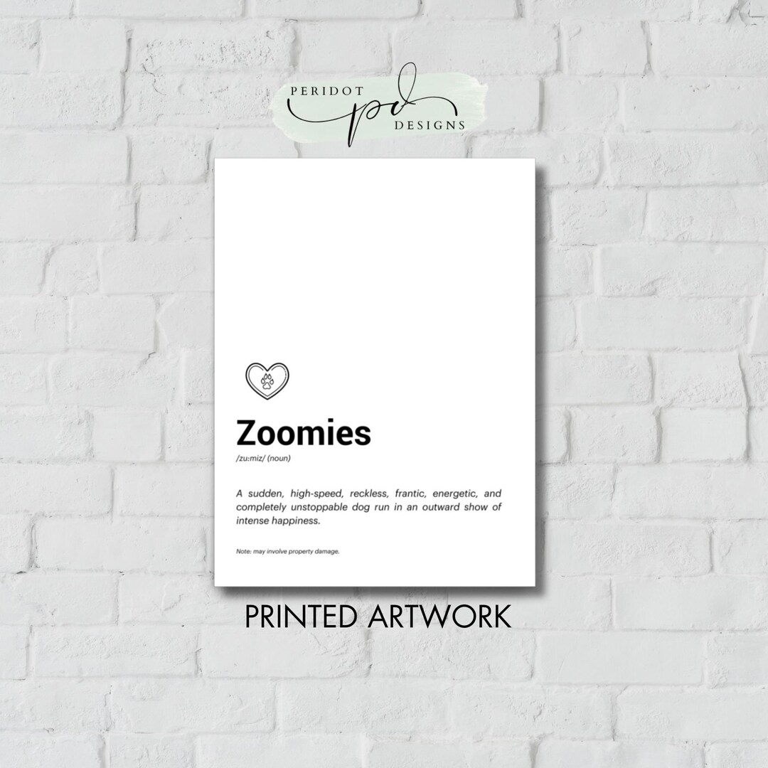 Funny Dog Zoomies Definition Poster Print, Humorous Dog Phrase Poster ...