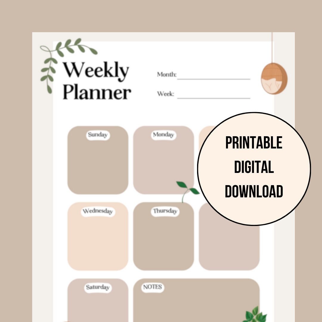 Editable Boho Weekly Planner Printable Digital Download - Etsy