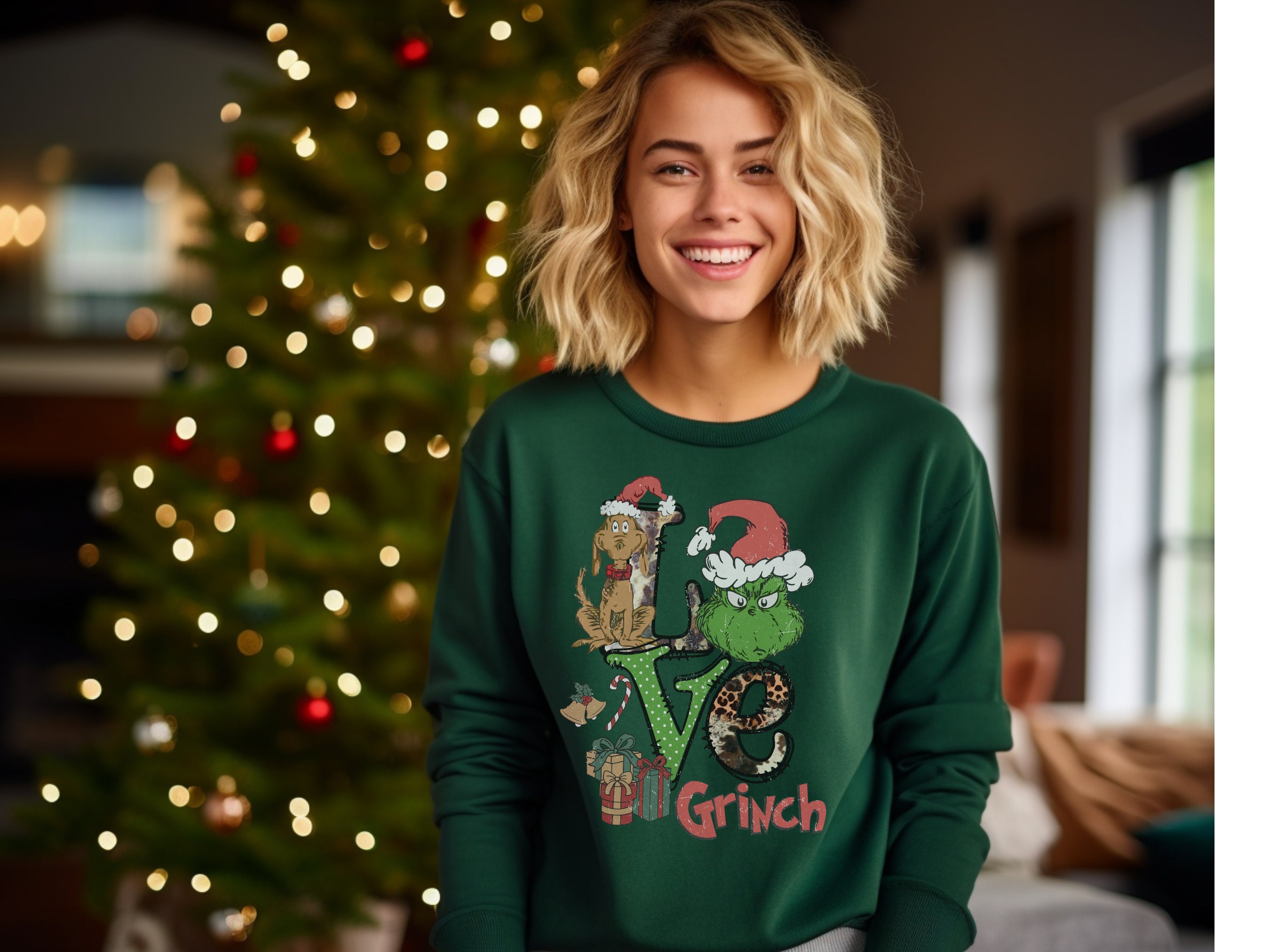 Love Grinch Xmas Sweatshirt, Vintage Xmas Sweater, Retro Christmas Tee ...