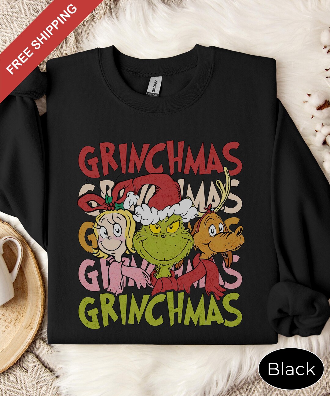 Grinchmas Vintage Christmas Sweatshirt,merry Grinchmas Retro Holiday ...