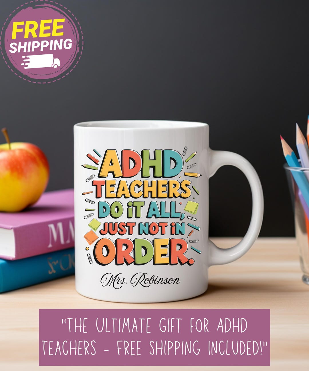 Funny ADHD Teacher Mug Gift,inspirational Education Mug,adhd Teachers ...