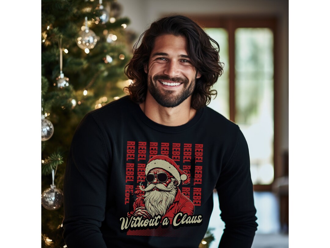 Rebel Santa Christmas Sweatshirt: Vintage Xmas Apparel - Etsy