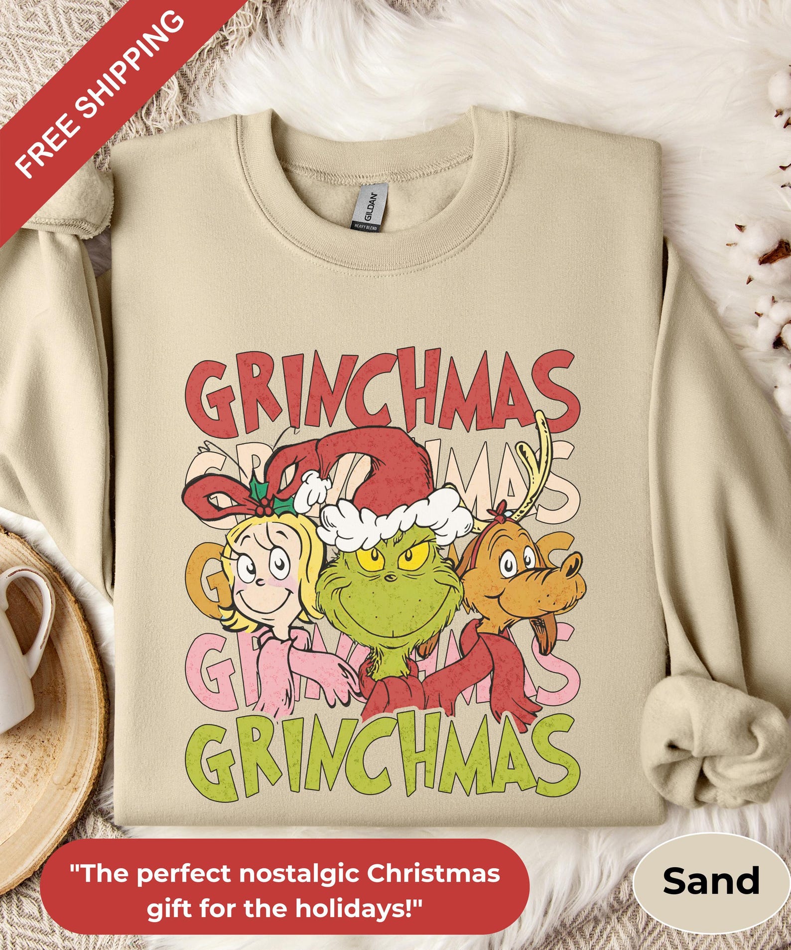 Grinchmas Vintage Christmas Sweatshirt,merry Grinchmas Retro Holiday ...