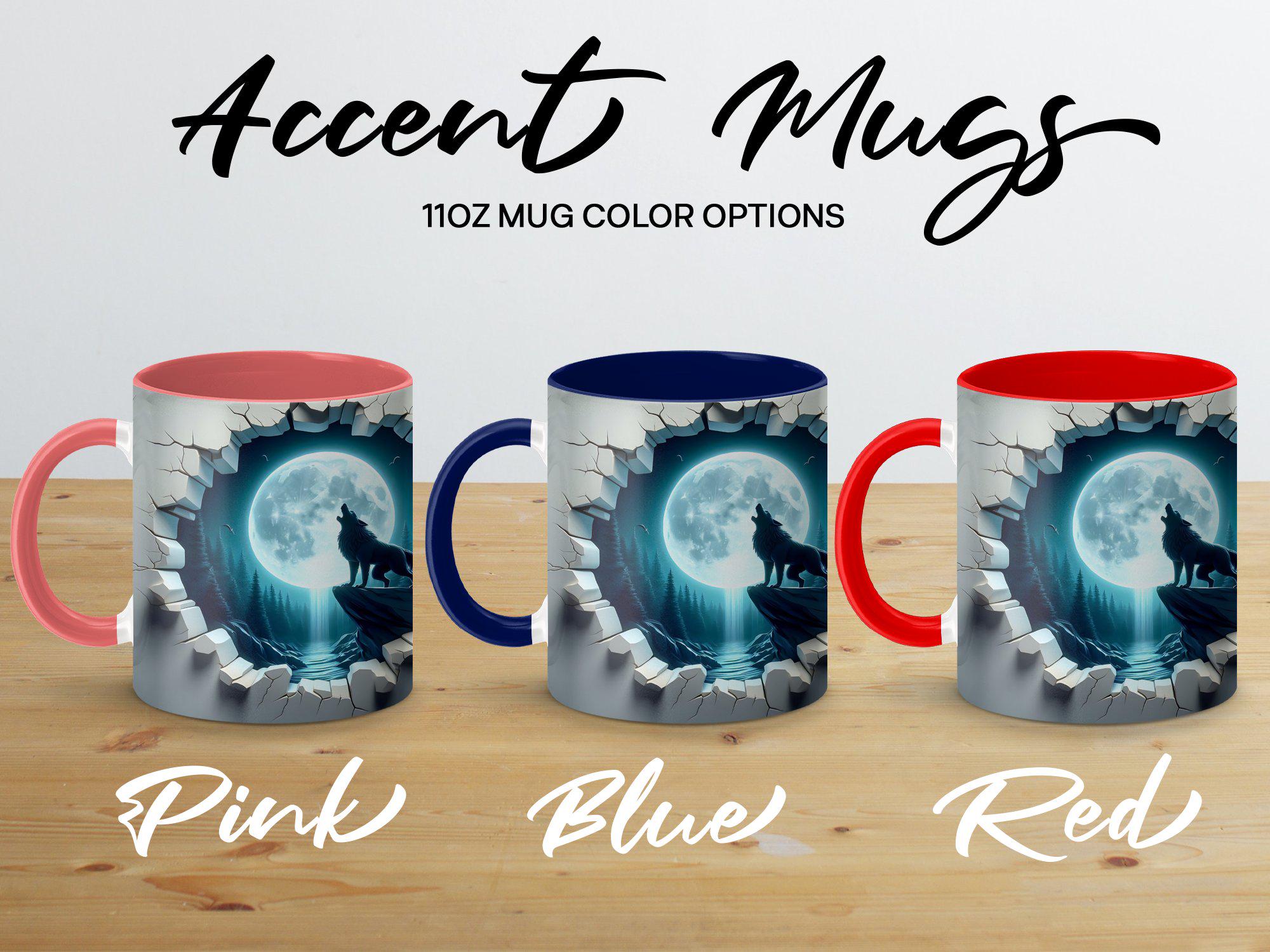 Wolf Howling at Full Moon Mug, Unique 3D Design Coffee Mug, Great ...