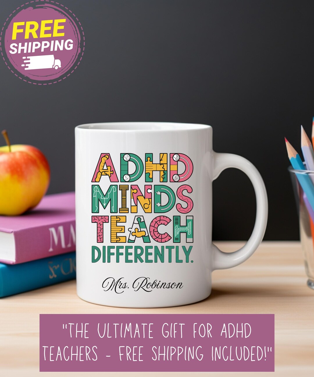ADHD Minds Teach Differently Mug, Inspirational Teacher Coffee Cup ...